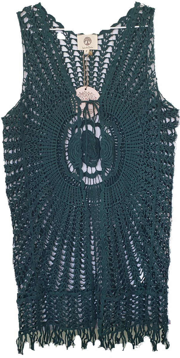 Crochet Open Vest With Fringe Detail Isabella Boho – Contourz Studio