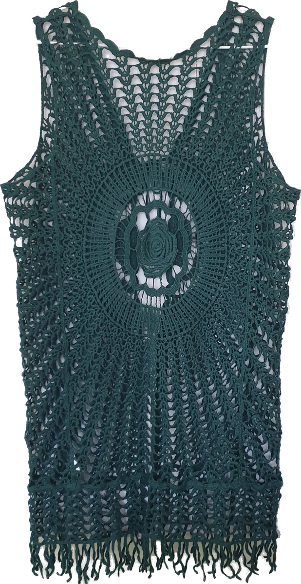Crochet Open Vest With Fringe Detail Isabella Boho – Contourz Studio
