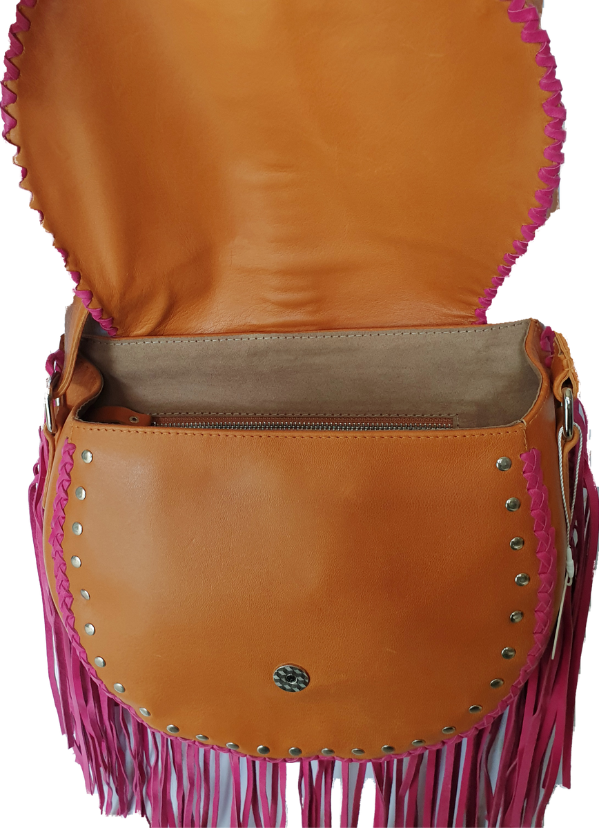 Esmeralda Crossbody Bag Tan Fuchsia Celestial Gypsy The Label ...